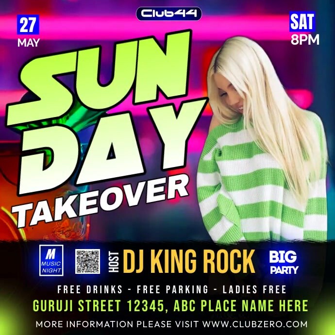 Maximalist Party Graphics Square (1:1) Template | PosterMyWall