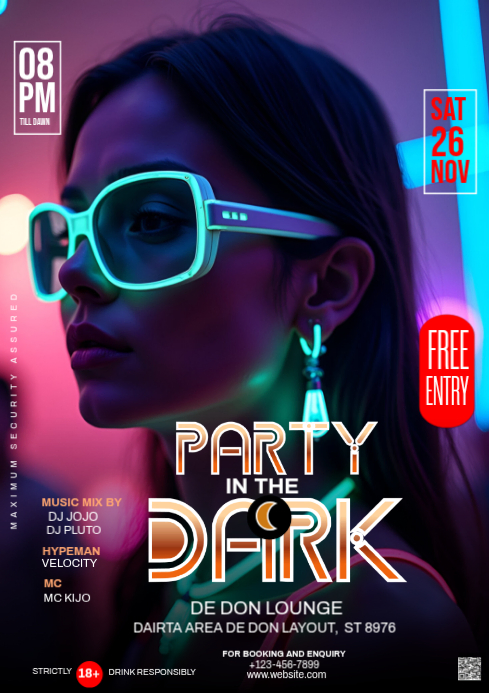 Maximalist Party In The Dark A4 Template | PosterMyWall