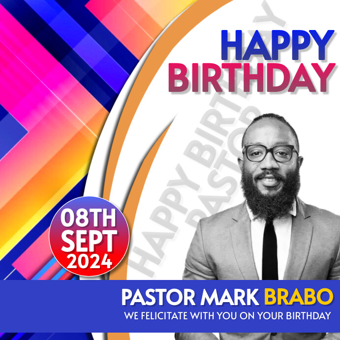 Modèle Maximalist Pastor Birthday Instagram Post | PosterMyWall