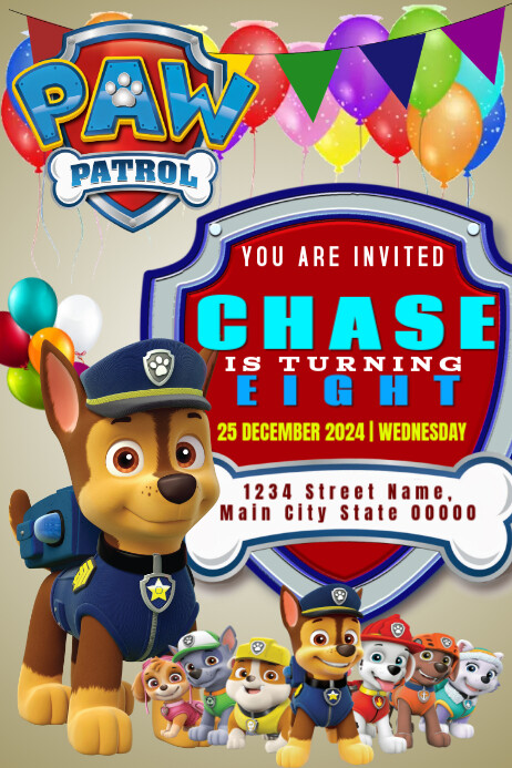Maximalist Paw Patrol Birthday Poster Template | PosterMyWall
