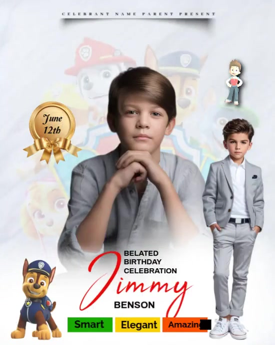 Maximalist Paw Patrol Kids Birthday Flyer – Editable Cartoon Party ...