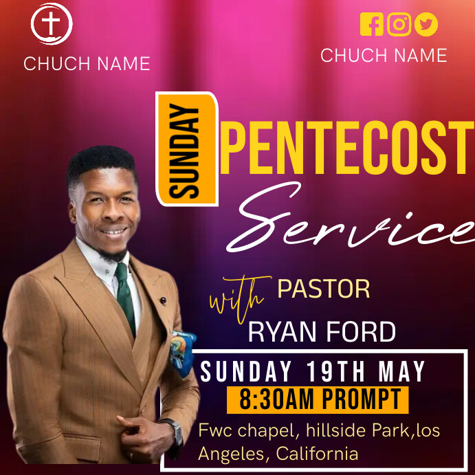 Maximalist Pentecostal Sunday Instagram Post Template | PosterMyWall