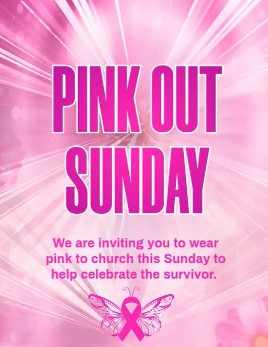 Copy of Maximalist Pink Out Sunday Service Flyer (us Letter) | PosterMyWall