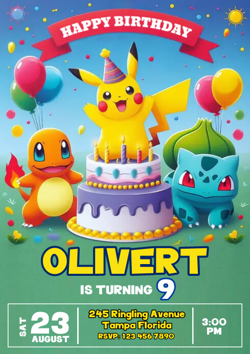 Copy of Maximalist Pokemon Birthday A4 | PosterMyWall