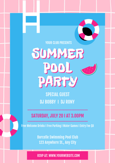 Copy of Maximalist Pool Party Ad Flyer A4 | PosterMyWall