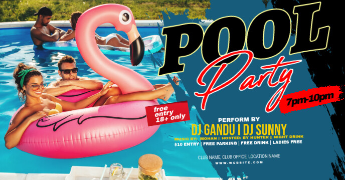Maximalist Pool Party Facebook Group Cover Photo Template | PosterMyWall