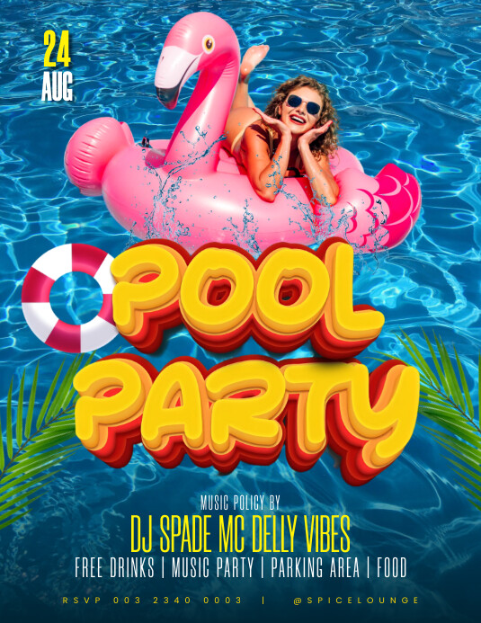 Maximalist Pool Party Flyer (us Letter) templaat | PosterMyWall