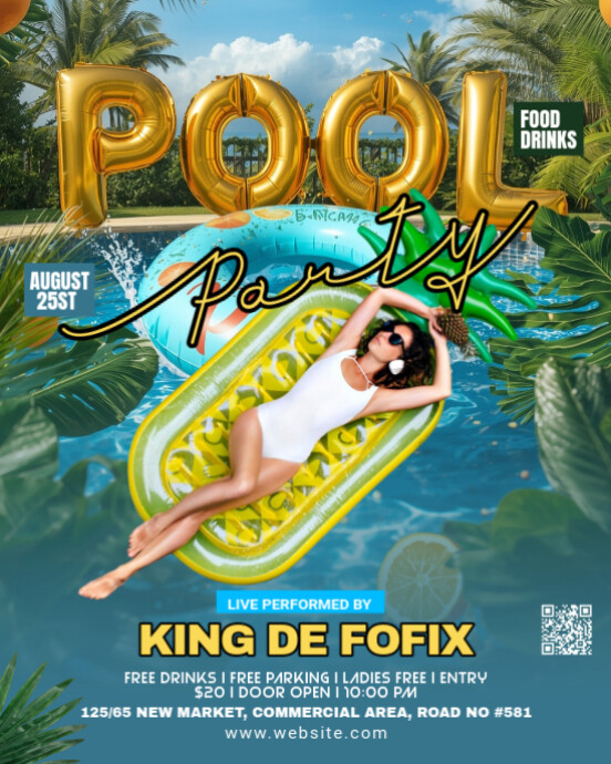 Copy of Maximalist Pool Party Instagram Portrait | PosterMyWall