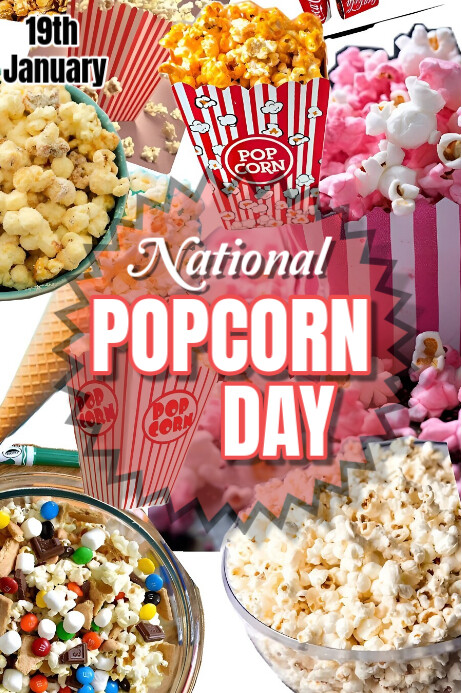 Maximalist Popcorn Day Poster Template | PosterMyWall