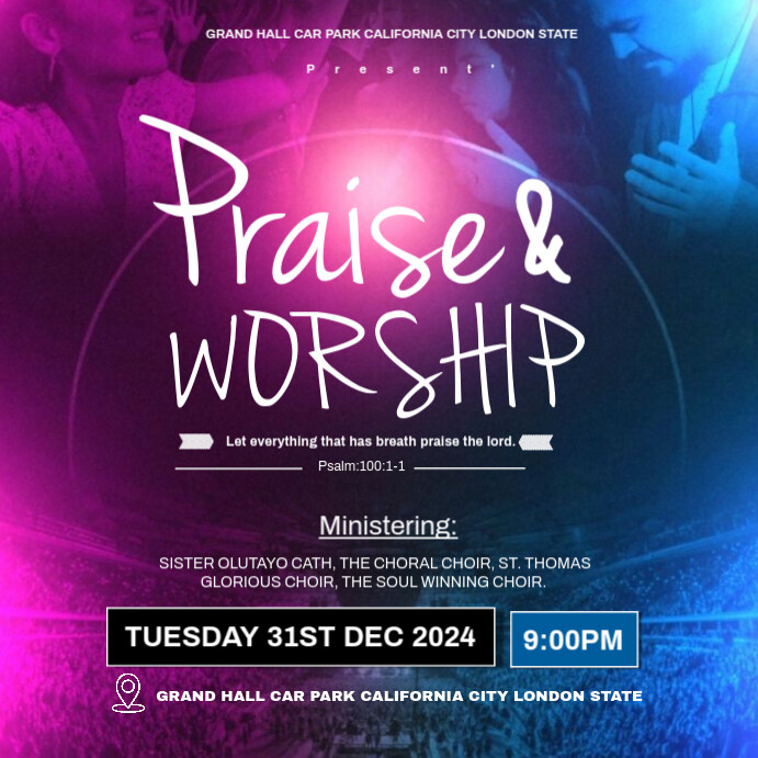 Maximalist Praise And Worship Program Church Template Instagram Post Modelo | PosterMyWall