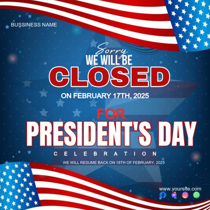 Maximalist President's Day Business Closed Announcement Instagram Post ...