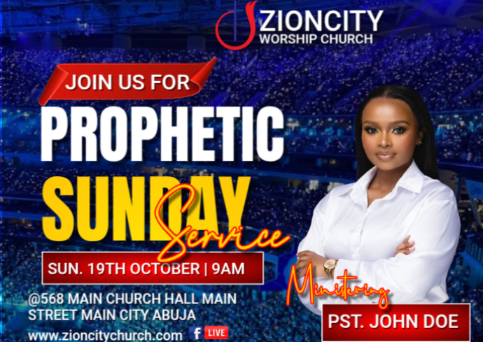 Maximalist Prophetic Sunday Service Postcard Template | PosterMyWall