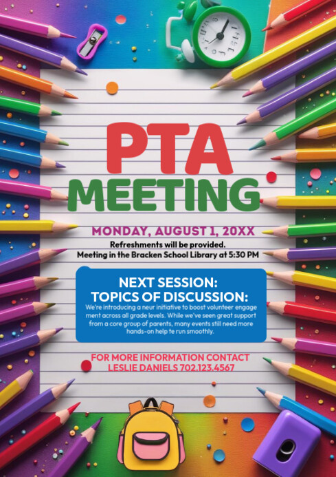 Maximalist Pta Meeting Flyer A4 Template | PosterMyWall
