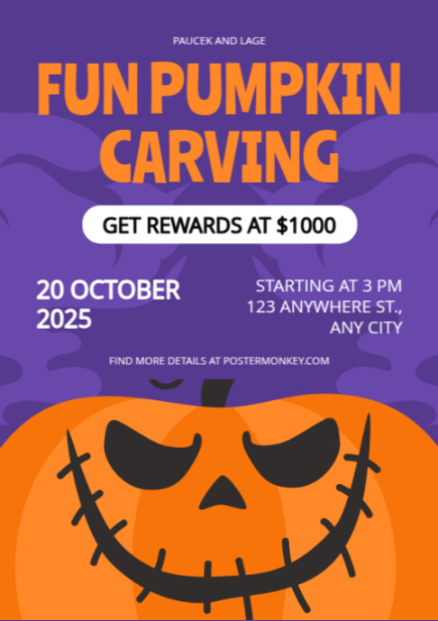 Maximalist Pumpkin Carving Contest A2 Template | PosterMyWall