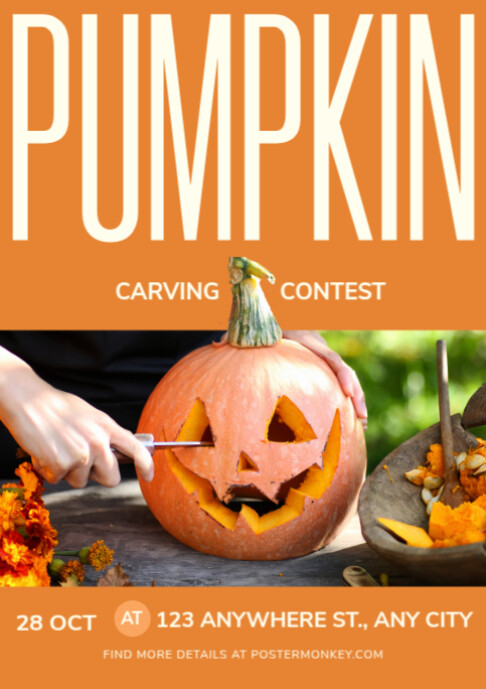 Maximalist Pumpkin Carving Contest A2 Template | PosterMyWall