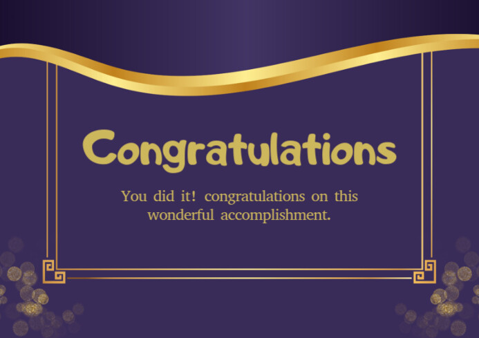 Maximalist Purple Gold Modern Congratulation Card A4 Template | PosterMyWall