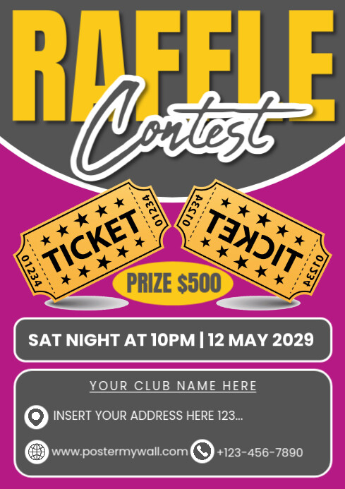 Maximalist Raffle Ticket Contest Invitation Template A4 | PosterMyWall