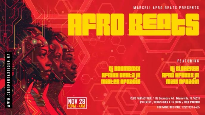 Copy of Maximalist Red Afrobeats Party Digital Display (16: | PosterMyWall