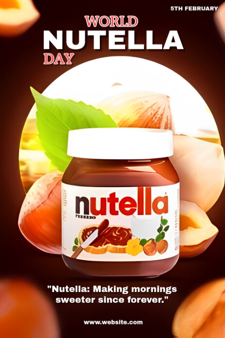 Copy of Maximalist Red Background Illustrative World Nutella Day Poster ...
