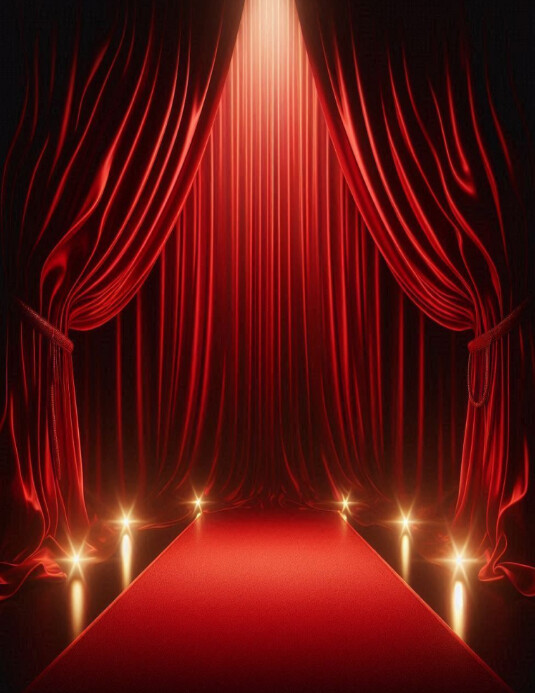 Maximalist Red Carpet Spotlight Stage And Curtain Background Flyer (us ...