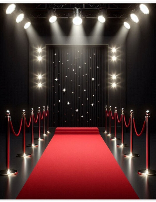Maximalist Red Carpet With Black Backdrop Spotlight Stage. Flyer (us ...