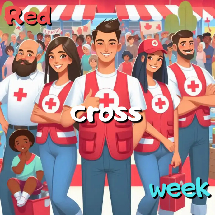 Maximalist Red Cross Week Instagram Post Templat | PosterMyWall