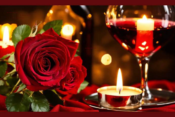 Maximalist Red Wine And Roses For Valentine Poster Template | PosterMyWall