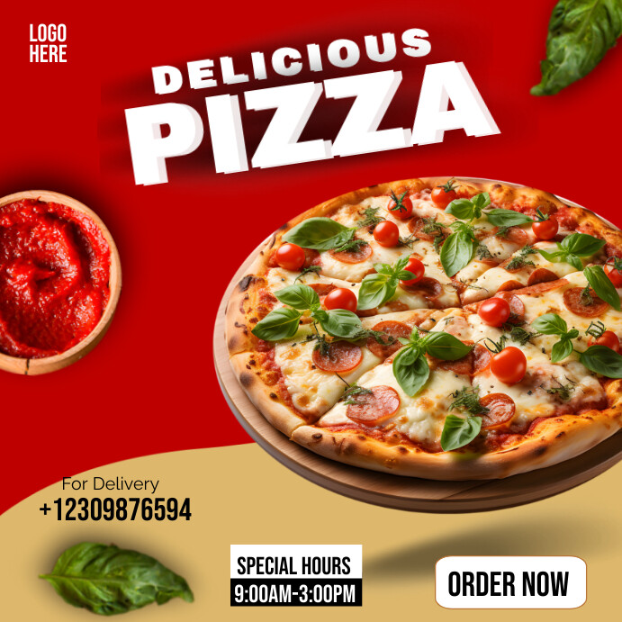 Maximalist Red Yellow Stickerbomb Pizza Insta Template | PosterMyWall