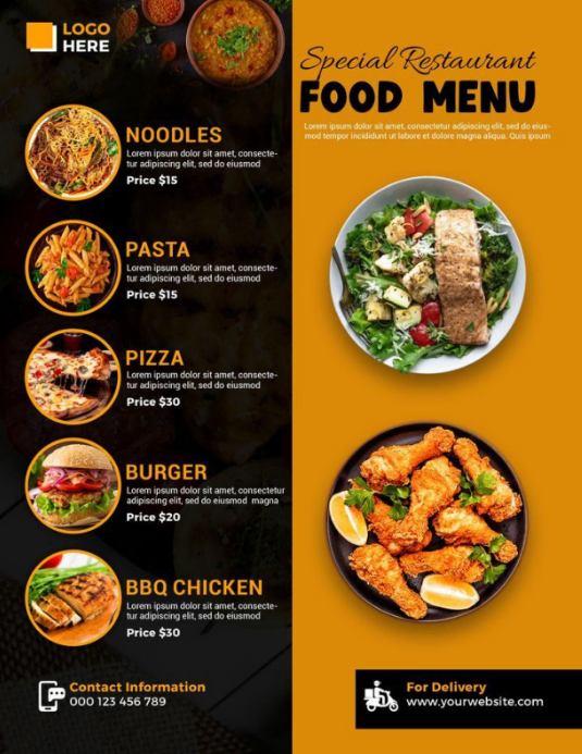 Maximalist Restaurants Food Menu Flyer (us Letter) Template | PosterMyWall