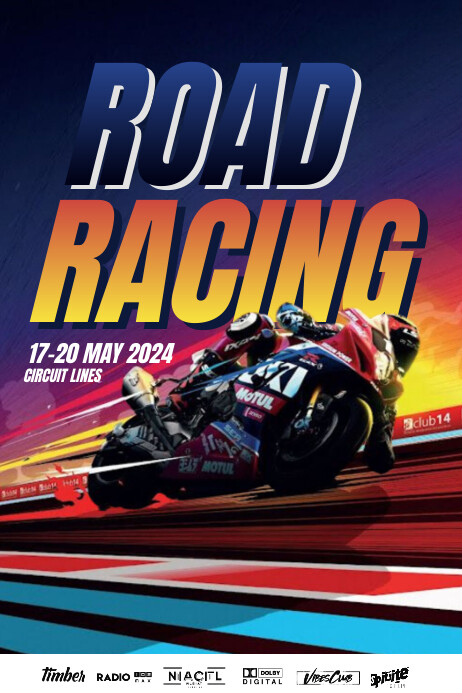 Maximalist Road Racing Motorcycle Poster Template | PosterMyWall