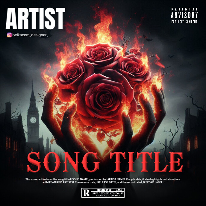 Maximalist Roses Fire Album Cover Template | PosterMyWall