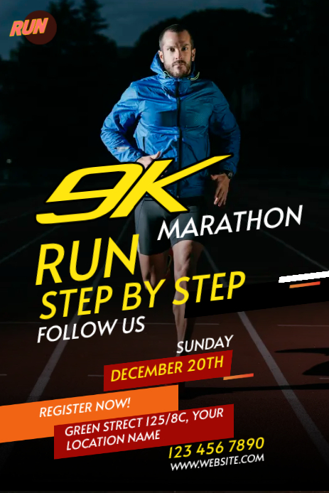 Maximalist Run & Walk Event Pinterest Graphic Template | PosterMyWall
