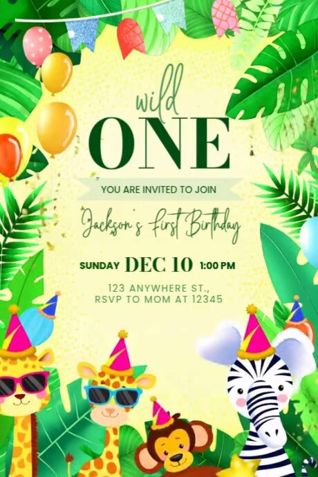 Copy of Maximalist Safari 1st Birthday Poster | PosterMyWall