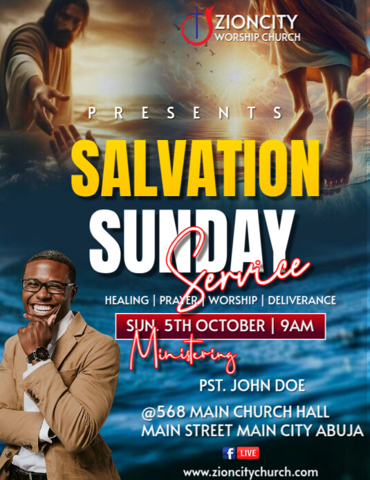 Maximalist Salvation Sunday Service Flyer (us Letter) Template | PosterMyWall