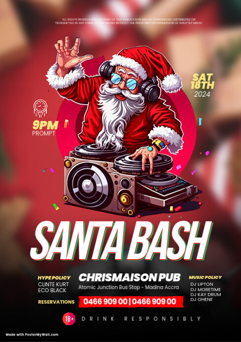 Maximalist Santa Bash Party Ad A4 Template | PosterMyWall