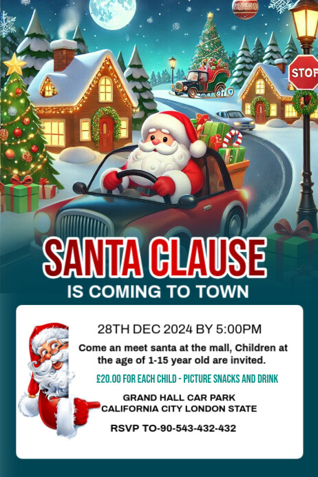 Maximalist Santa Is Coming Announcement Poster Template | PosterMyWall