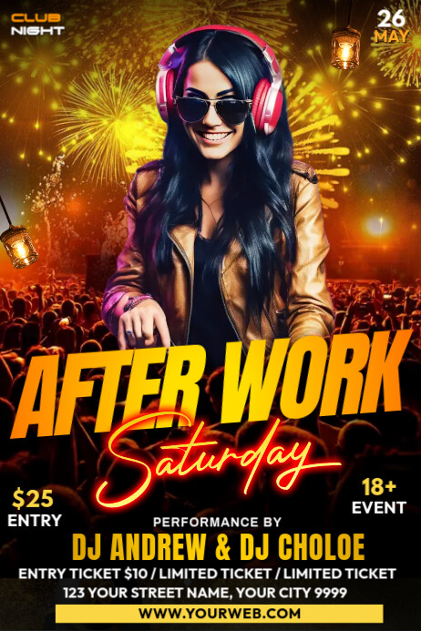 Maximalist Saturday After Work Party Poster Template | PosterMyWall