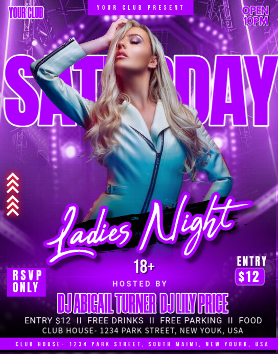 Copy of Maximalist Saturday Ladies Night Paty Poster/wallboard ...