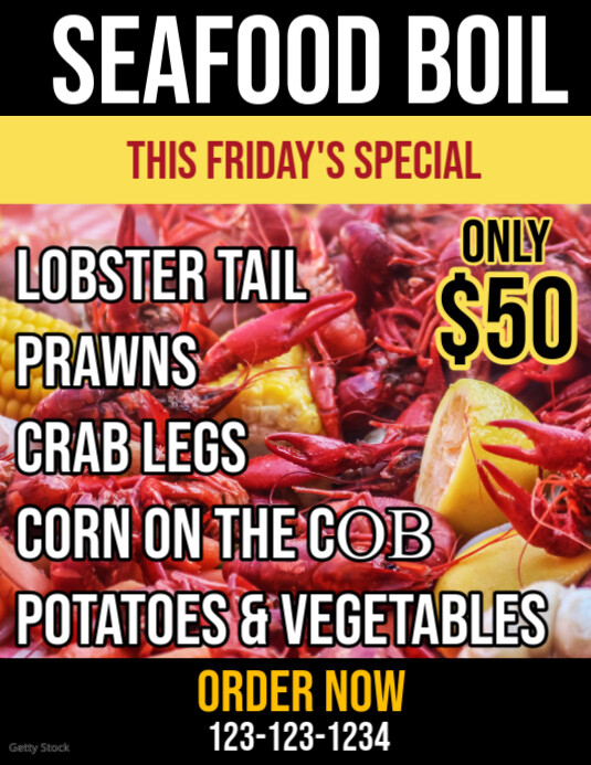 Maximalist Seafood Boil Flyer (us Letter) Template | PosterMyWall