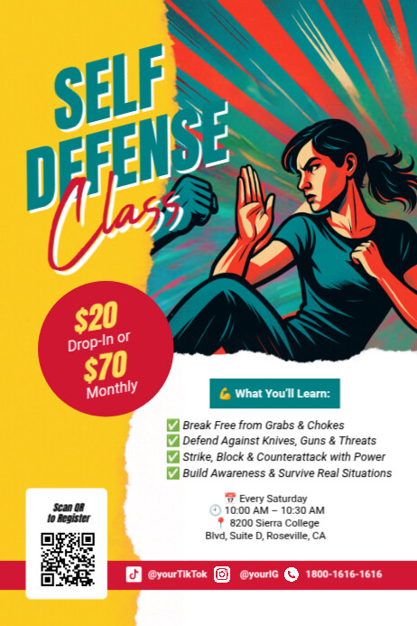Maximalist Self Defense Class Poster Flyer Templat | PosterMyWall