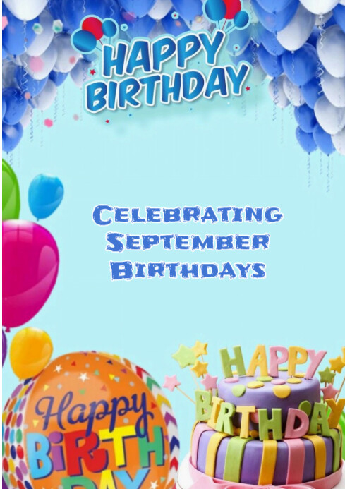 Maximalist September Birthday A4 Template | PosterMyWall
