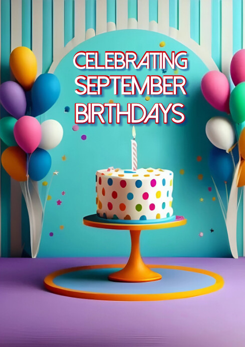 Maximalist September Birthday A4 Template | PosterMyWall