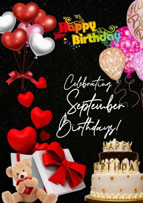 Plantilla de Maximalist September Birthday A4 | PosterMyWall