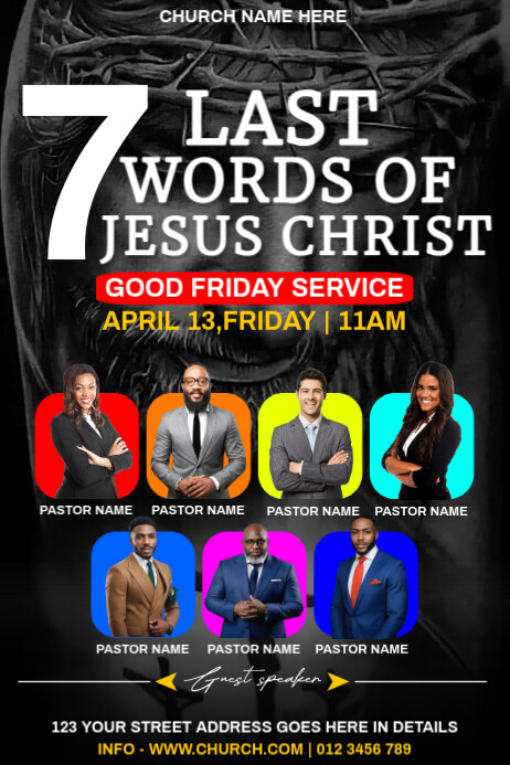Maximalist Seven Last Words Of Jesus Christ Poster Template | PosterMyWall
