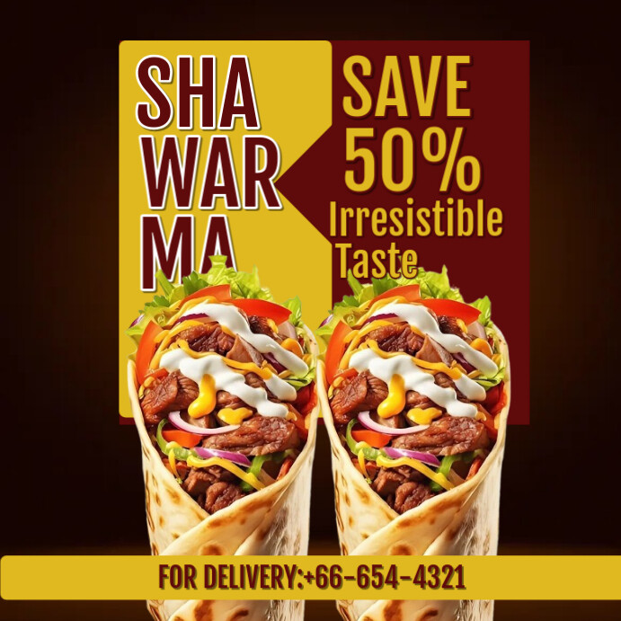 Maximalist Shawarma Sales Flyer Instagram Post Template | PosterMyWall