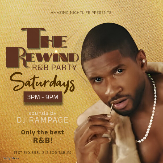 Maximalist Singer Usher R&b Party Day Party Flyer Template Instagram Post | PosterMyWall