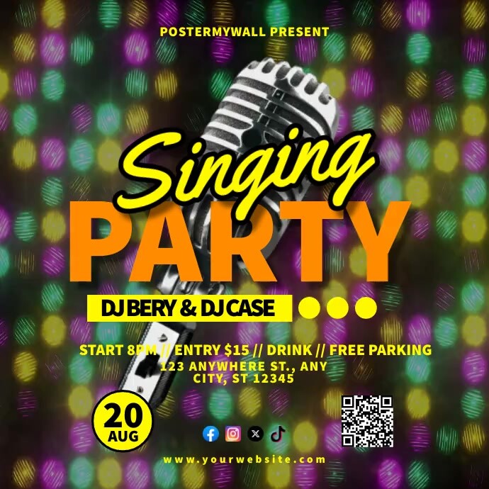 Maximalist Singing Party Instagram Post Template | PosterMyWall