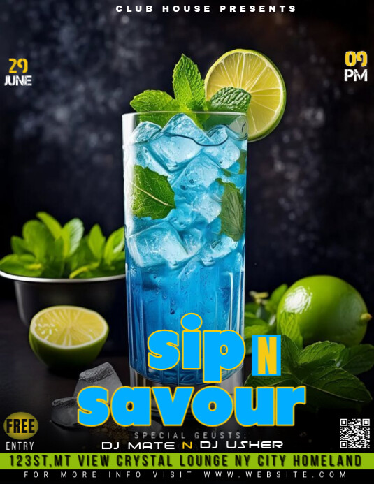 Maximalist Sip And Savour Party Flyer (us Letter) Template | PosterMyWall