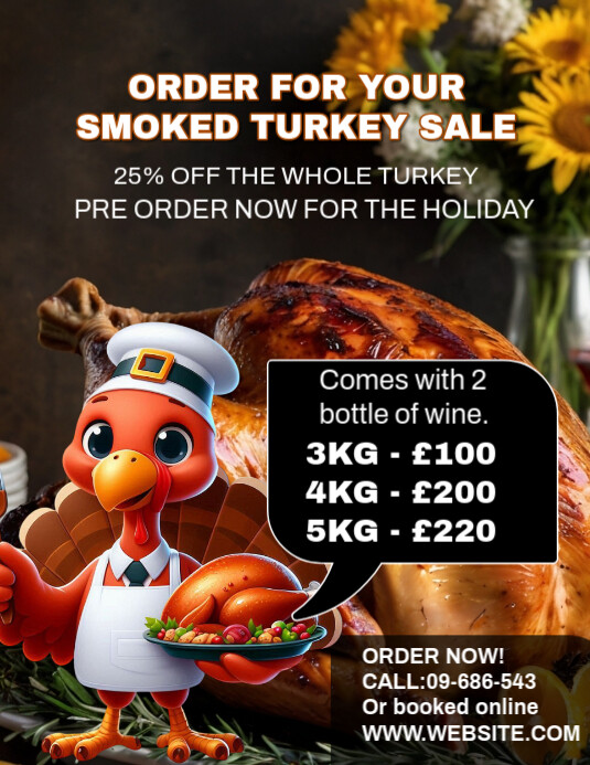 Maximalist Smoked Turkey Sale Promotion Template Flyer (us Letter ...