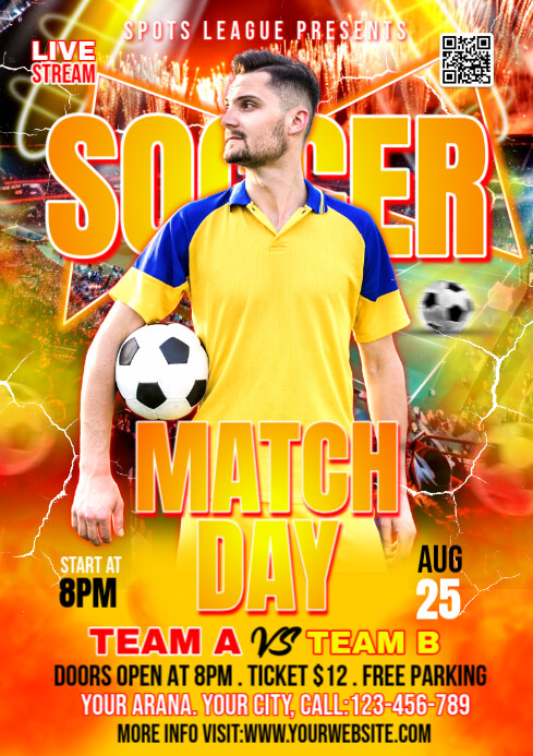 Maximalist Soccer Match Day Flyer A4 Template | PosterMyWall